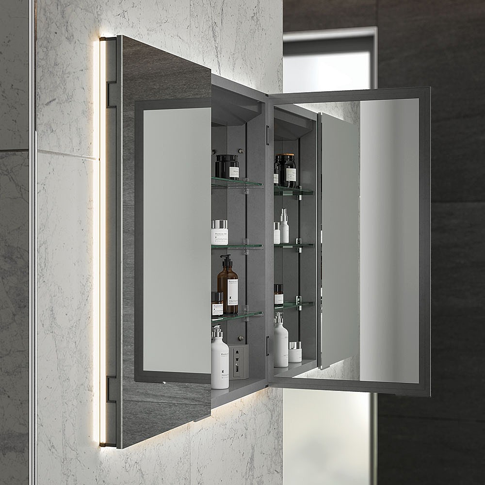 Recessed Mirrored Medicine C.P. Hart Sutton LED Semi Recessed Mirror
